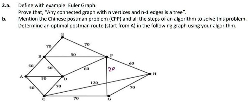2.a. Define with example: Euler Graph Prove that "Any connected graph ...