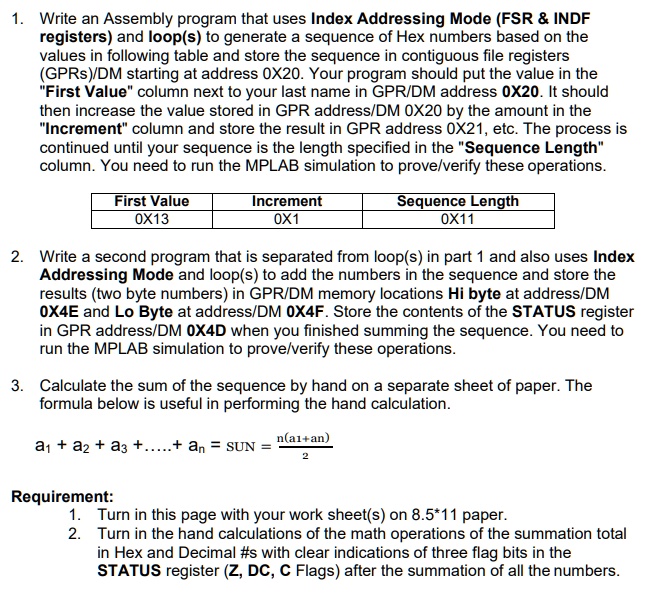 Solved Write An Assembly Program That Uses Index Addressing Mode Fsr 7625