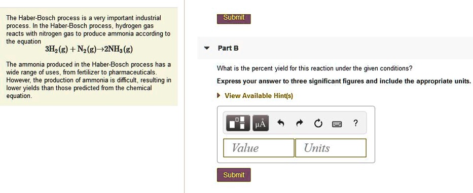 SOLVED: The Haber-Bosch process is very important industrial process In ...