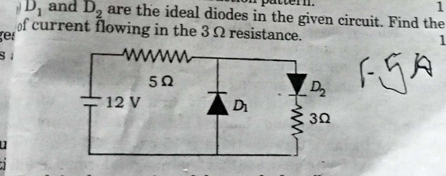 [GET ANSWER] D1 and D2 are the ideal diodes in the given circuit. Find ...