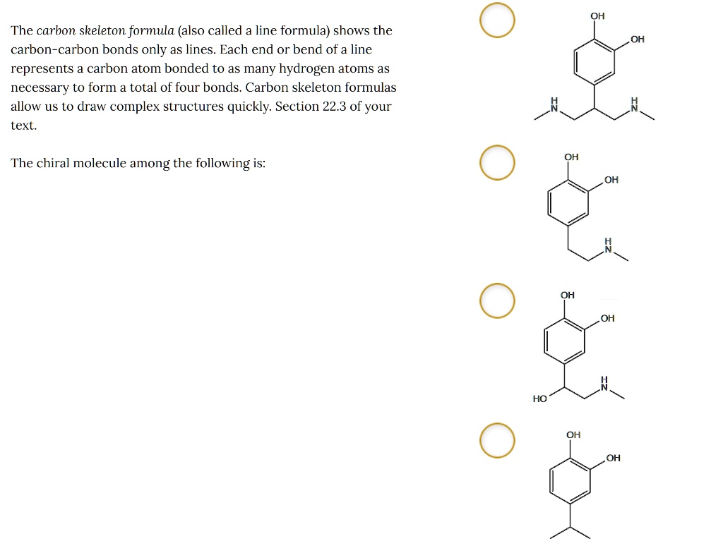 oh the carhon skeleton formula also called a line formula shows the ...