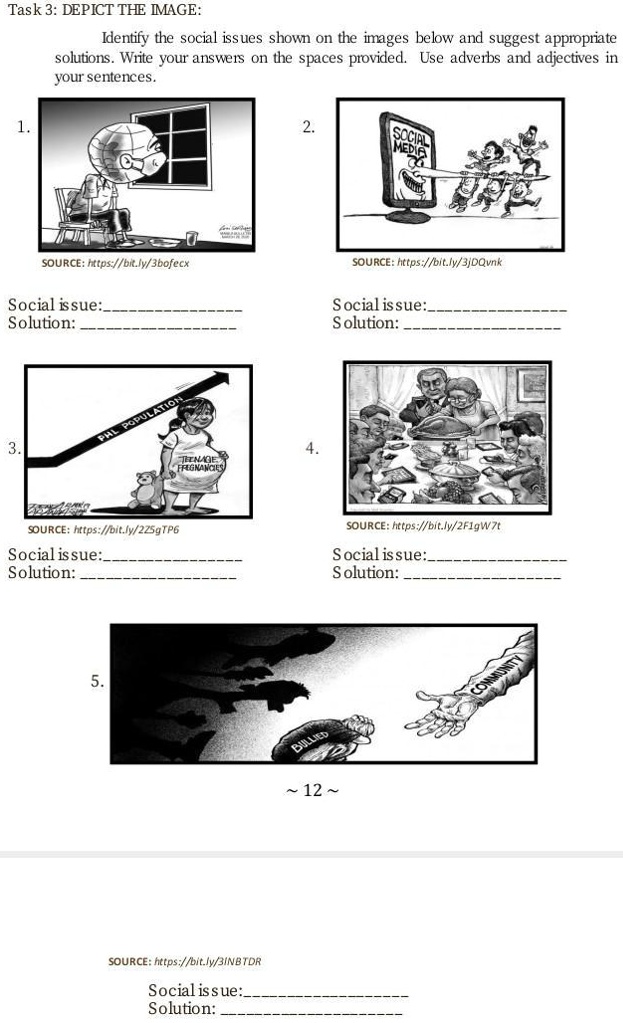 SOLVED: Task 3: DEPICT THE IMAGE: Identify the social issues shown on ...
