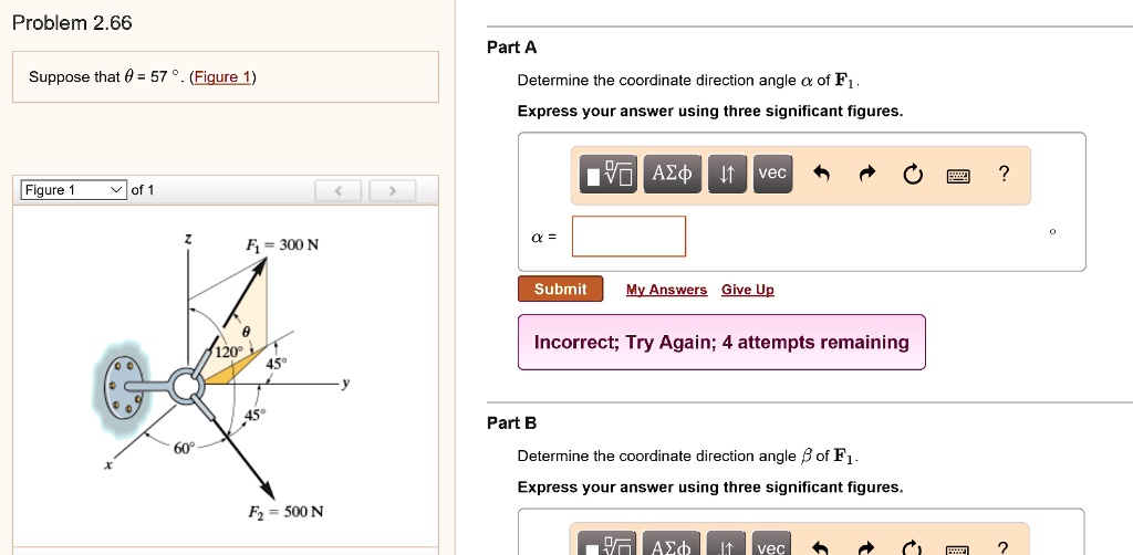 Problem 2.66 Suppose that θ = 57^∘. (Figure 1) Figure 1 of 1 Part A ...