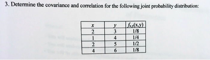 SOLVED: 'Determine the covariance and correlation for the following ...
