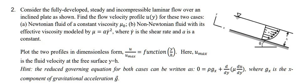 2. Consider the fully-developed, steady and incompressible laminar flow ...