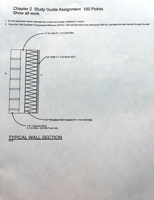 SOLVED: For the wall section shown, calculate the overall heat transfer ...