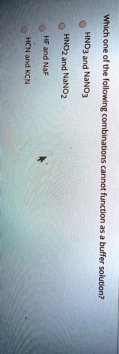 Which one of the following combinations cannot function as a buffer solution? HNO3 and NaNO3 ...
