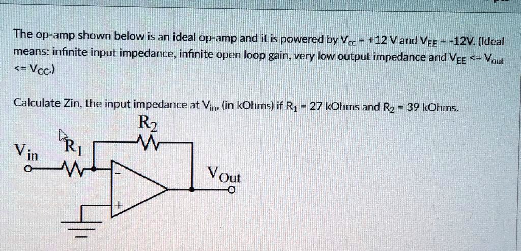 SOLVED: The op-amp shown below is an ideal op-amp and it is powered by ...
