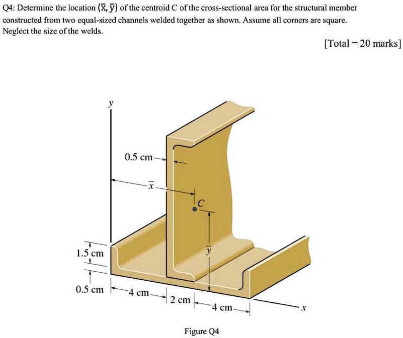 q4determine the location xy of the centroid c of the cross sectional ...