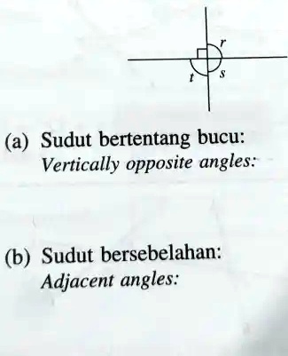 SOLVED: Sudut bertentang bucu: Vertically opposite angles: (b) Sudut ...