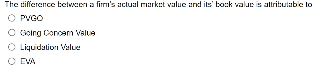 SOLVED: The difference between a firm's actual market value and its ...
