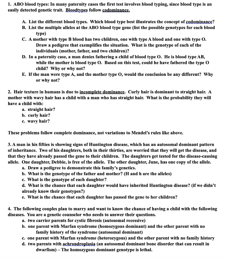1 abo blood types in many paternity cases the first test involves blood ...