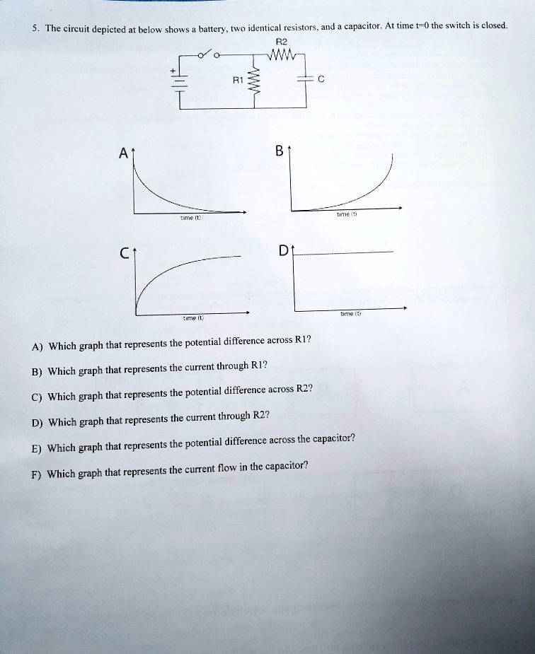 SOLVED: The circuit depicted below shows a battery, identical resistors ...
