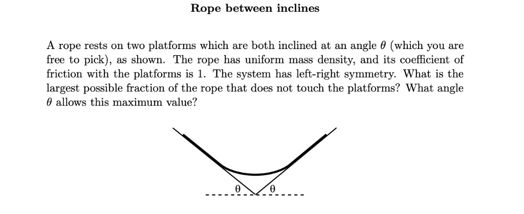 SOLVED: Rope between inclines A rope rests on two platforms which are ...