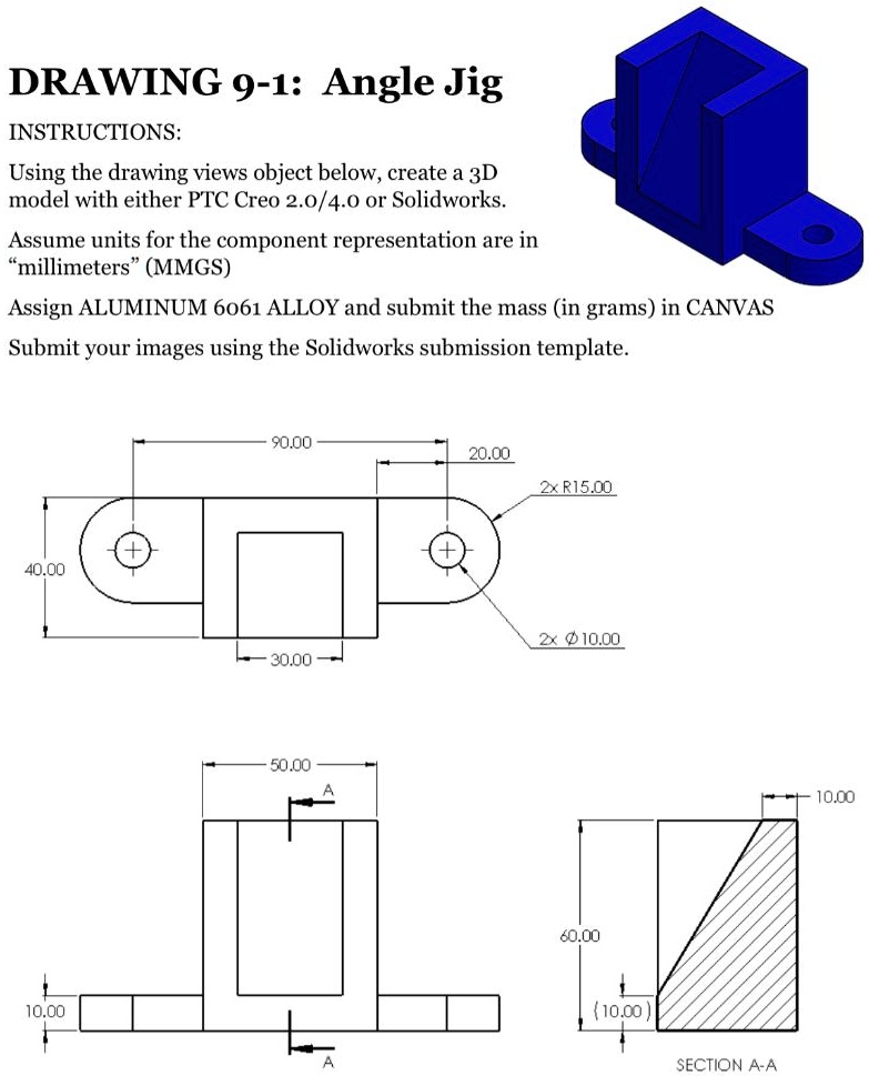 SOLVED: Text: DRAWING 9-1: Angle Jig INSTRUCTIONS: Using the drawing ...