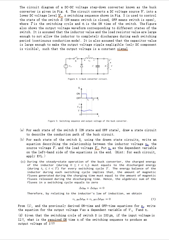 SOLVED: The circuit diagram of a DC-DC voltage step-down converter ...