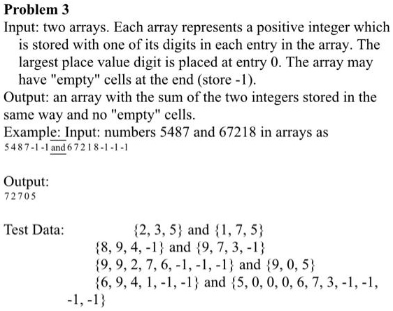 Write Program In Java Problem 3 Input Two Arrays Each Array Represents A Positive Integer Which