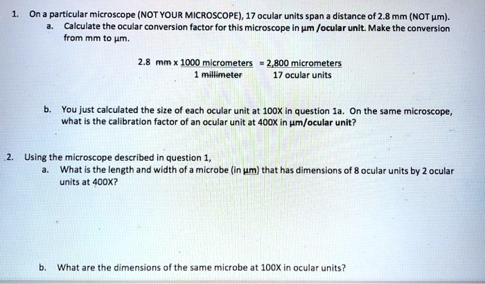 on a particular microscope not your microscope 17 ocular units span ...