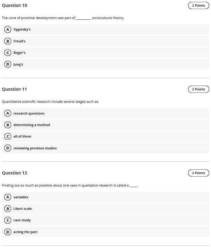 SOLVED: Question 10 2 Points The zone of proximal development was part ... SOLVED: Question 10 2 Points The zone of proximal development was part ...