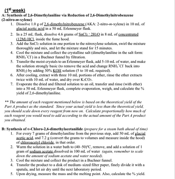 VIDEO solution: (1* week) A: Synthesis of 2,6-Dimethylaniline via ...