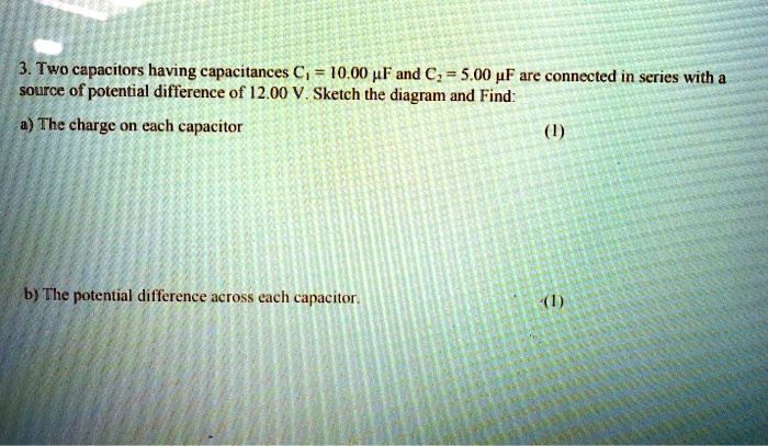 Solved Two Capacitors Having Capacitances C1 10 00 Uf And C2 5 00