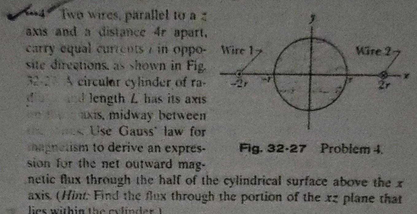 Ran live wires, parallet tu a: axis and a distance At apart, carry ...
