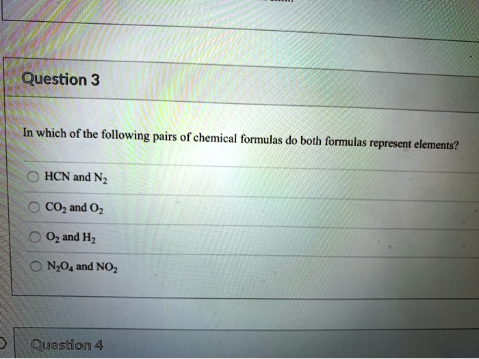 SOLVED: Question 3 In which of the following pairs of chemical formulas do both formulas ...