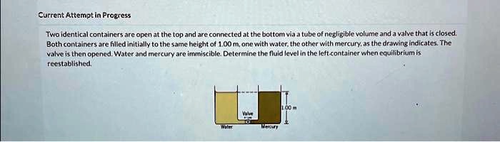 SOLVED: Current Attempt in Progress Two identical containers are open at the top and are ...