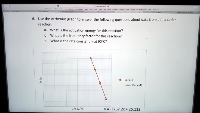 SOLVED: Use the Arrhenius graph to answer the following questions about data from first order ...