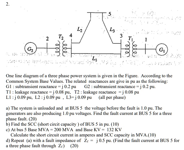 SOLVED: One-line diagram of a three-phase power system is given in the Figure. According to the ...