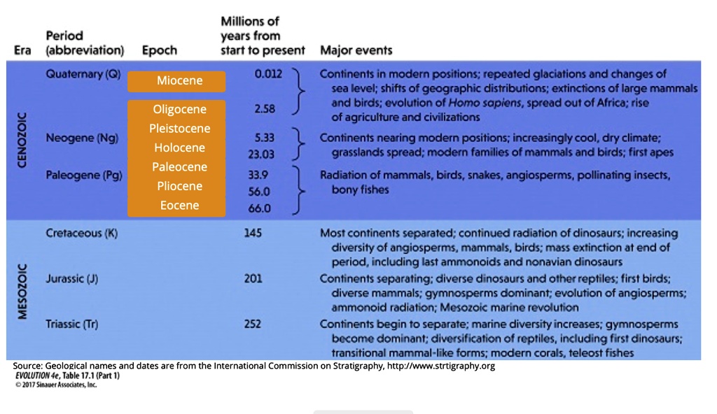 SOLVED: Millions of Period years from Era (abbreviation) Epoch start to ...