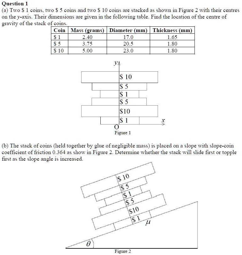 question 1 two 1 coins two 5 coins and two 10 coins are stacked as ...