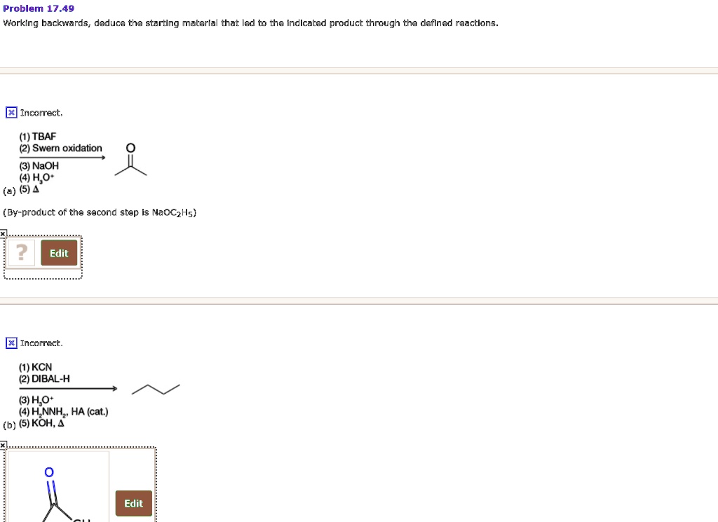 problem 1749 worklng backwards deduce the startlng materlal that ied to ...