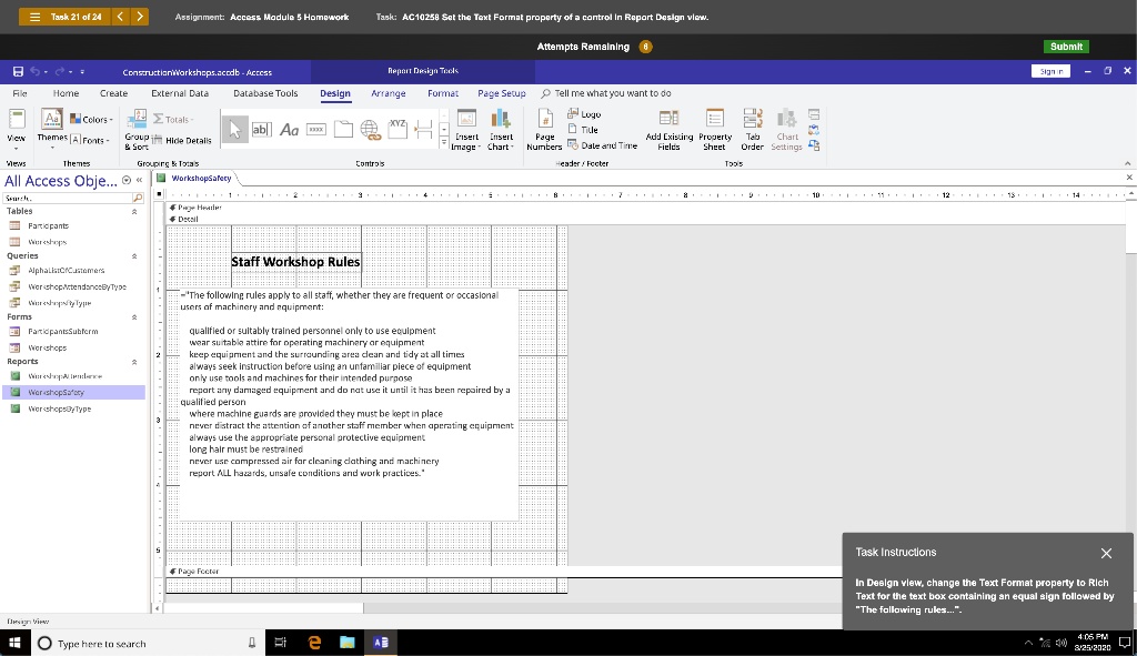 task 21 of 24 assignment access module 5 homowork task ac10258 set the ...
