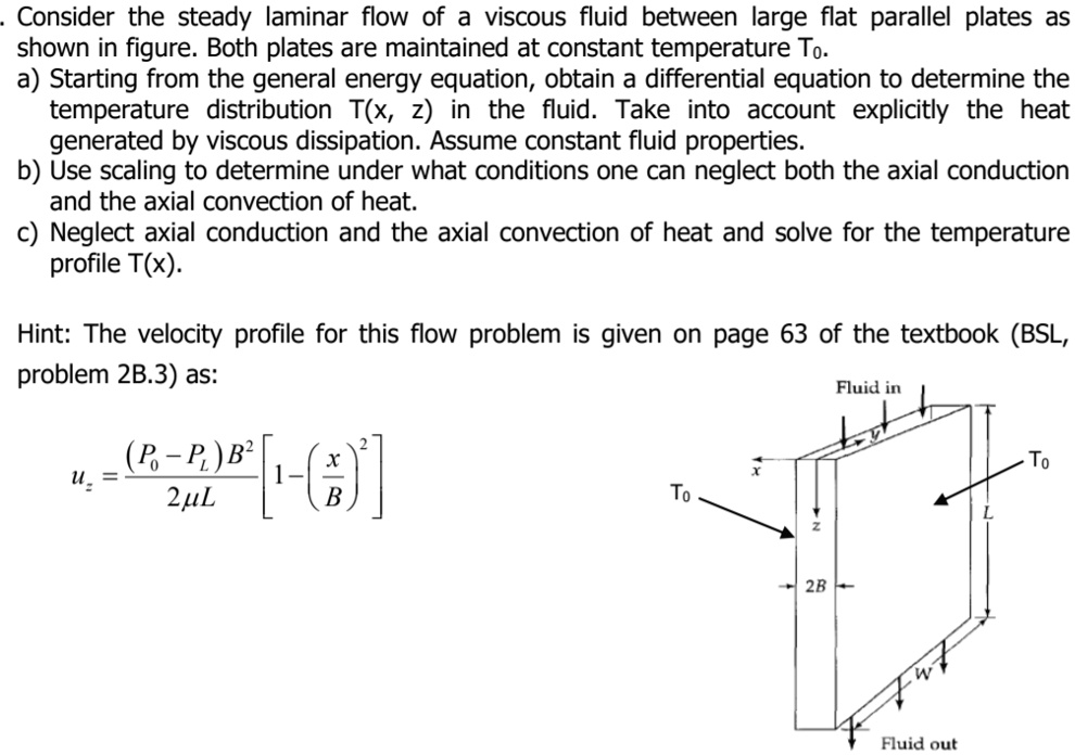 SOLVED: Consider the steady laminar flow of a viscous fluid between ...