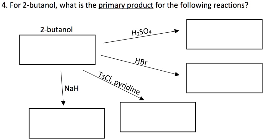 SOLVED:4. For 2-butanol, what is the primary product for the following ...