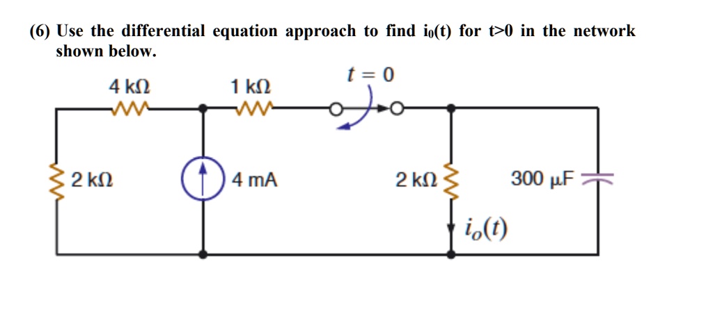 SOLVED: Use the differential equation approach to find io(t) for t > 0 ...