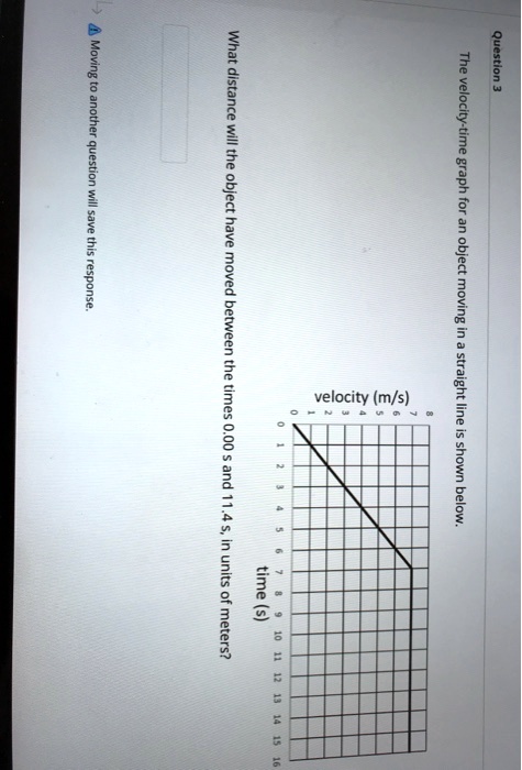 SOLVED: Graph object moving velocity (m/s) straight 3 is shown below. What distance has the ...