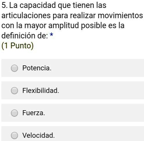 SOLVED: examen educación fisica 5.La capacidad que tienen las ...