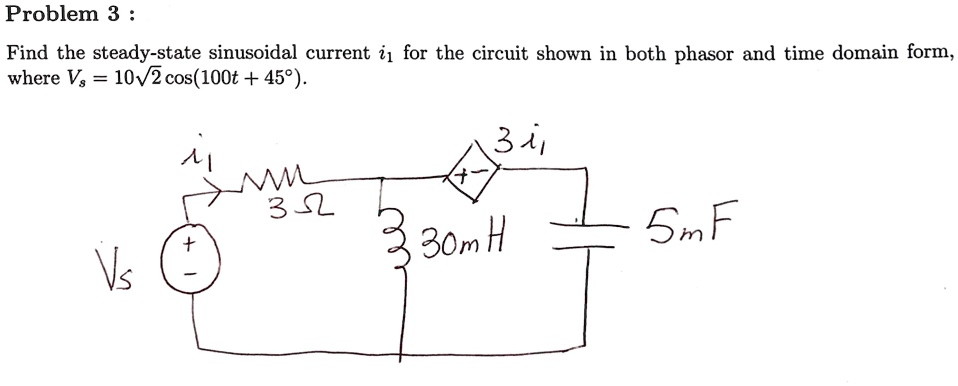 [GET ANSWER] Problem 3: Find the steady-state sinusoidal current i1 for the circuit shown in ...