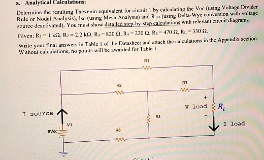 SOLVED: Analytical Calculations: Determining the Thevenin Equivalent for Circuit 1 To determine ...