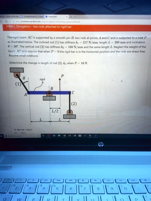 HW4.1 - Elongation: Two rods attached to a rigid bar The rigid beam C ...