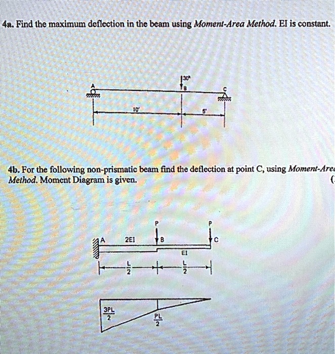 4a. Find the maximum deflection in the beam using Moment-Area Method. EI is constant. 4b. For ...