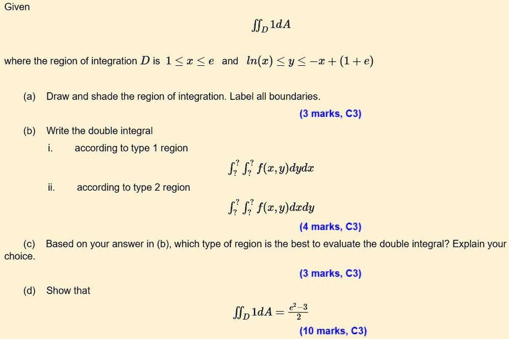 SOLVED:Given JSp IdA where the region of integration D is 1
