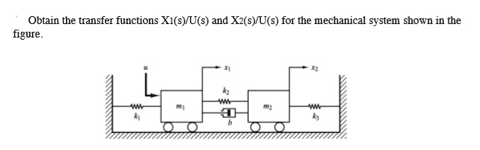 Obtain the transfer functions X1(s)/U(s) and X2(s)/U(s) for the ...