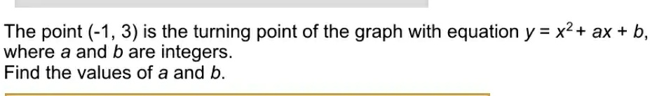 SOLVED: The point (-1, 3) is the turning point of the graph with ...