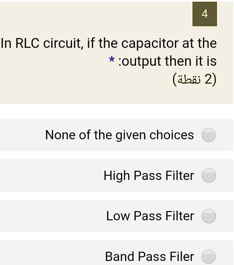 SOLVED: In an RLC circuit, if the capacitor is in parallel with the ...
