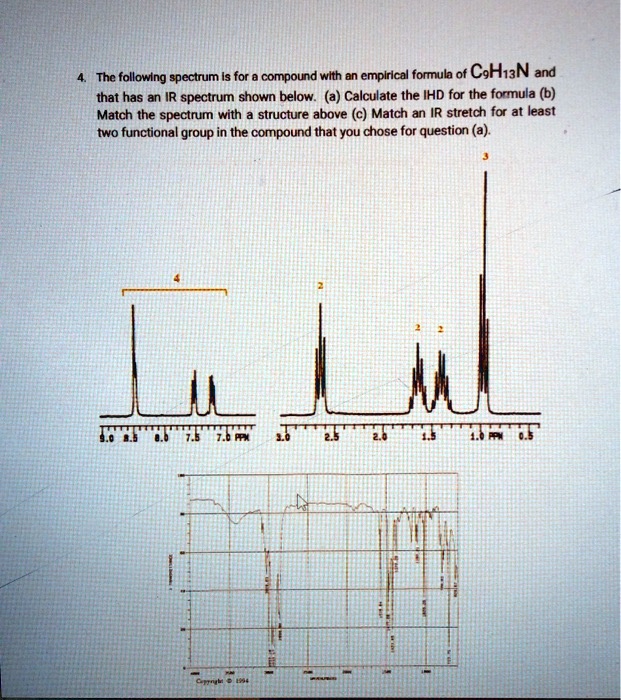 compound wlth an emplrical formula of cohan and the followlng spectrum ...