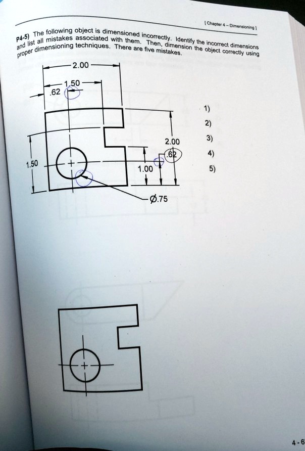 SOLVED: P4-5) Identify the incorrect dimensions and list all .mistakes ...