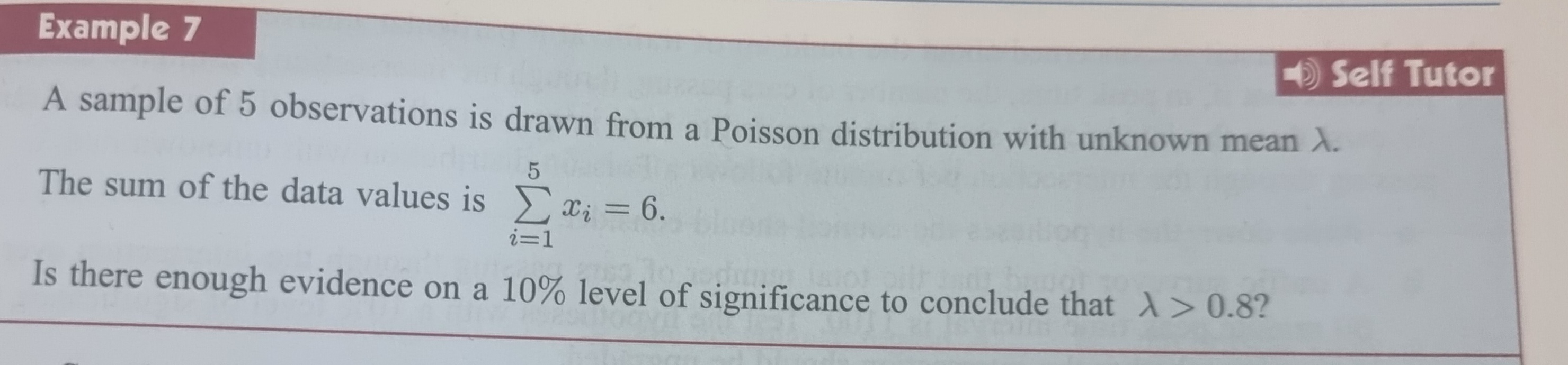 SOLVED: Example 7 A sample of 5 observations is drawn from a Poisson ...